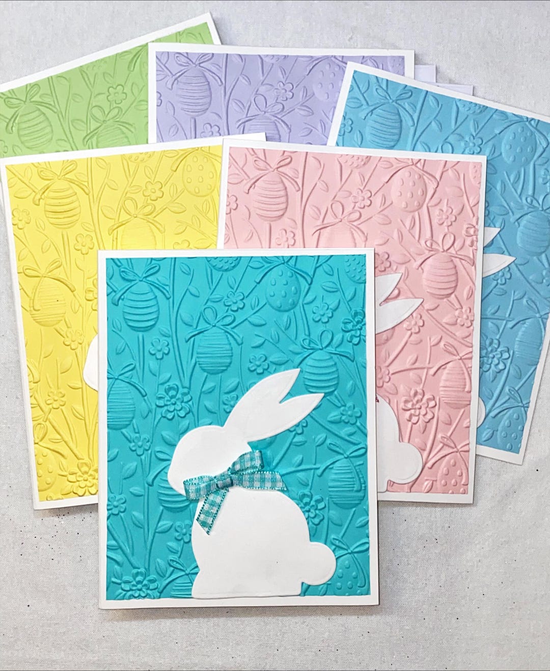 Embossed Easter Cards, Bunny Notecards, Handmade in an Assortment of ...