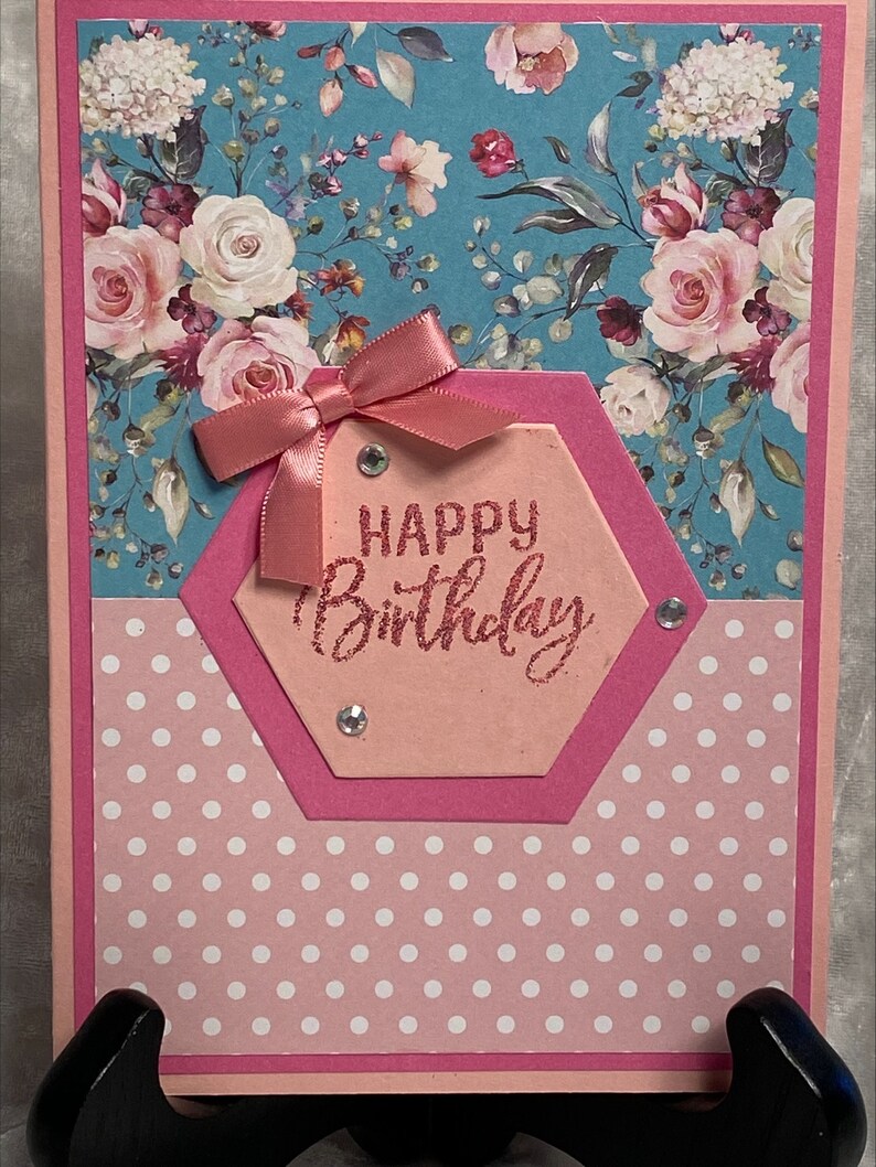 Embossed Happy Birthday in Shades of Pink and White Florals - Etsy