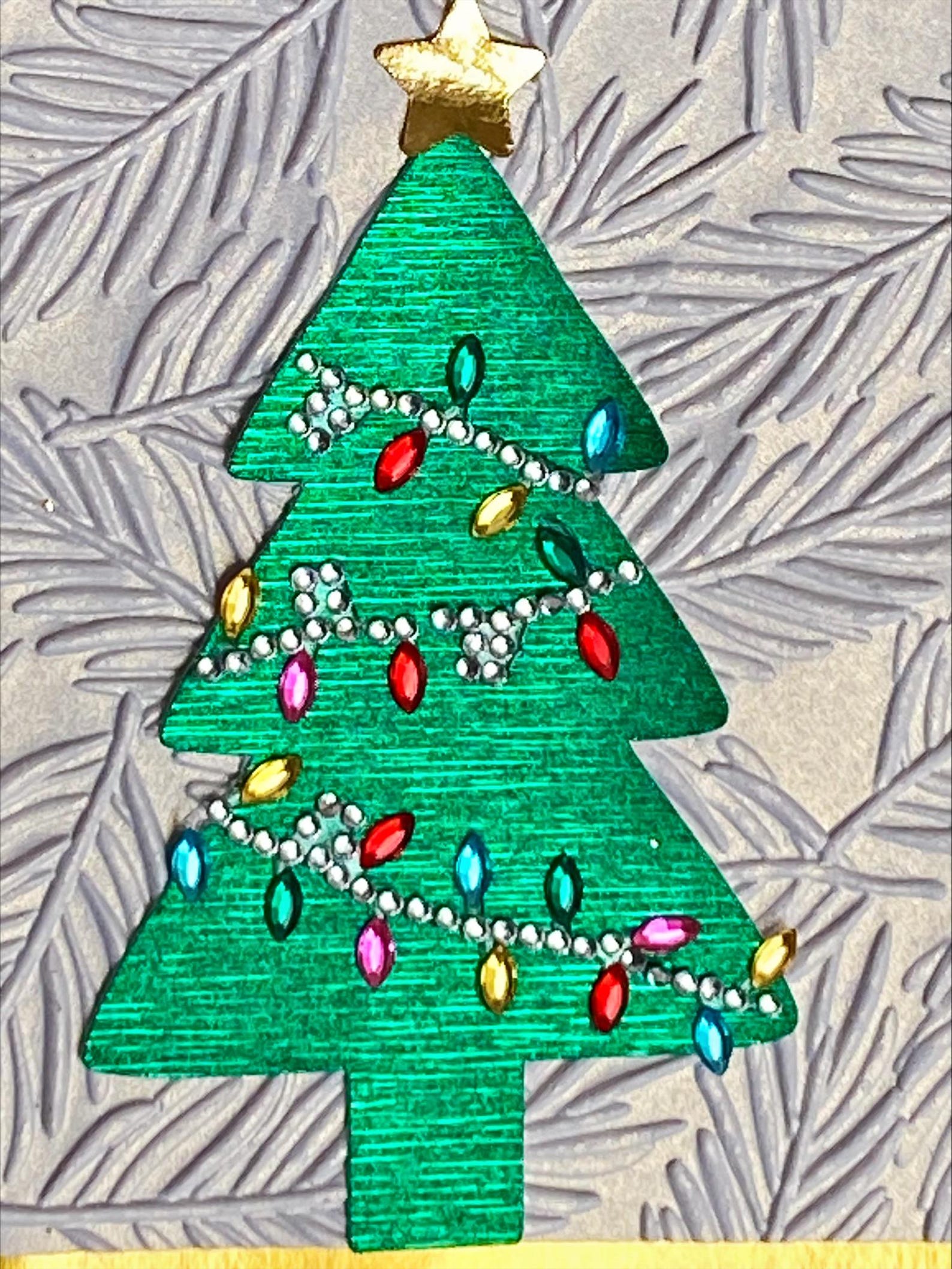 Embossed Christmas Tree Cards in Green, White, and Gold, Christmas Tree ...