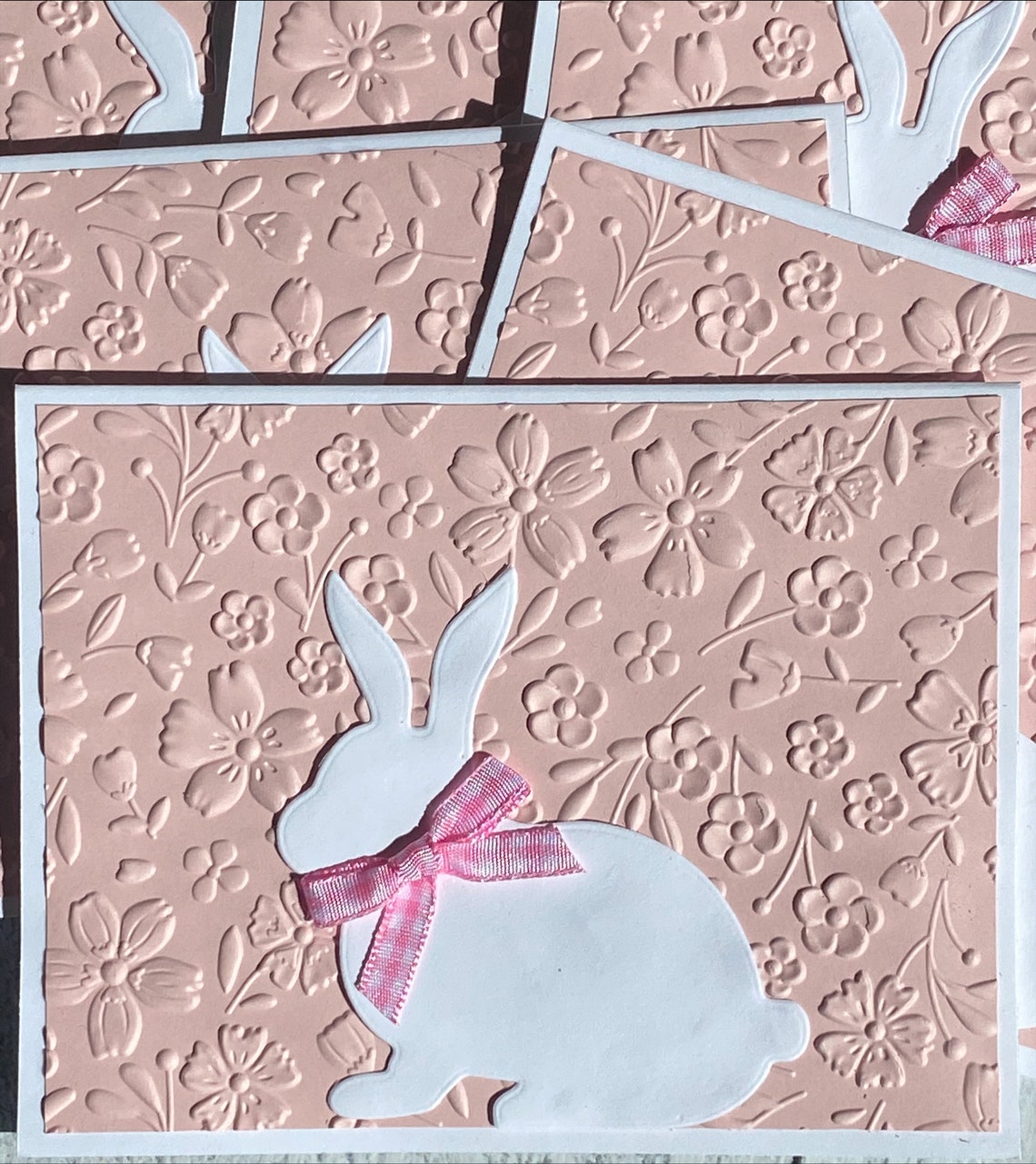 Embossed Baby Bunny Pink Baby Shower Cards, Bunny Baby Announcements ...