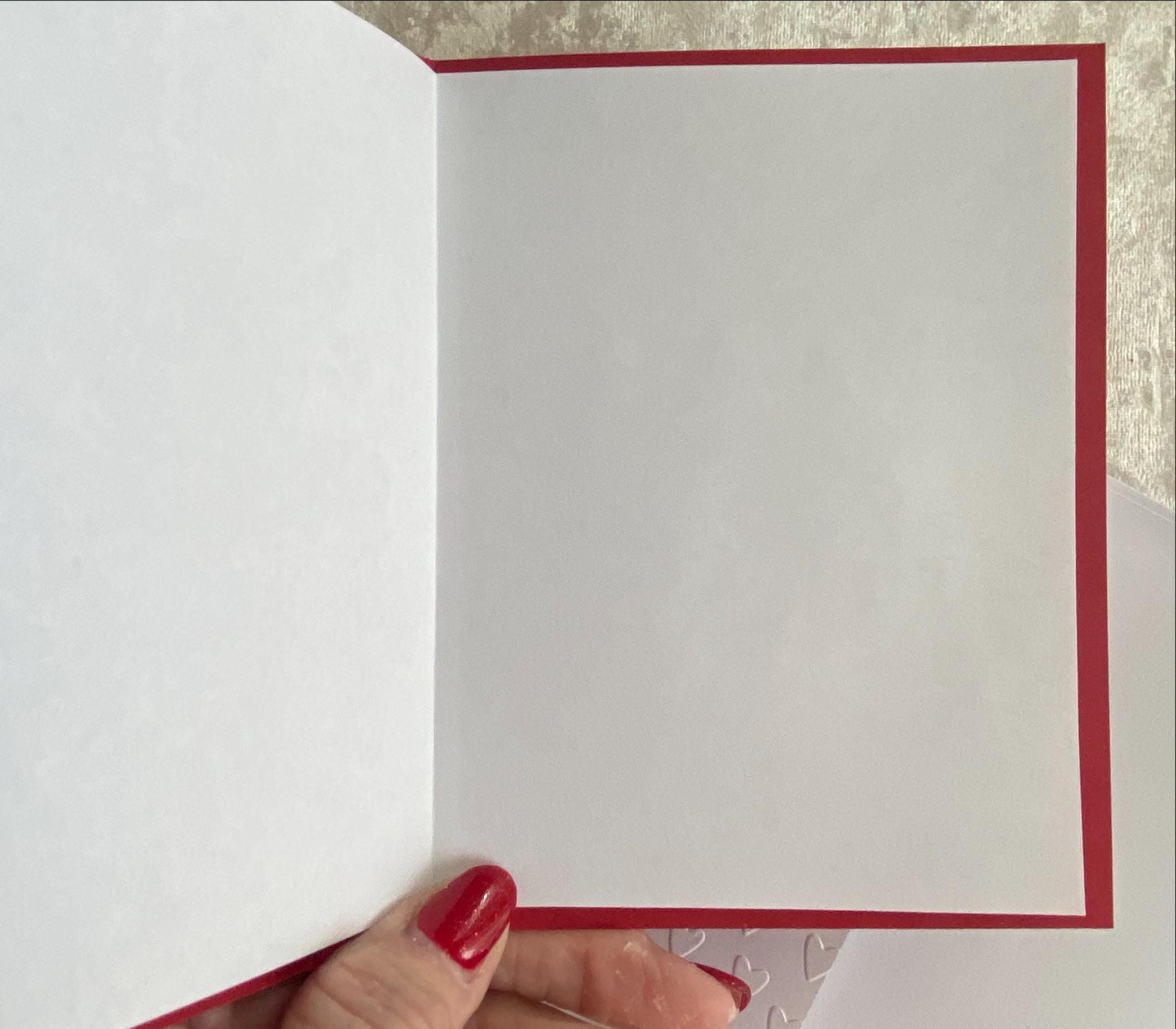 Red and White Valentine's Day Cards, Embossed Heart Notecards With a ...