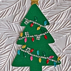 Embossed Christmas Tree Cards in Green, White, and Gold, Christmas Tree ...