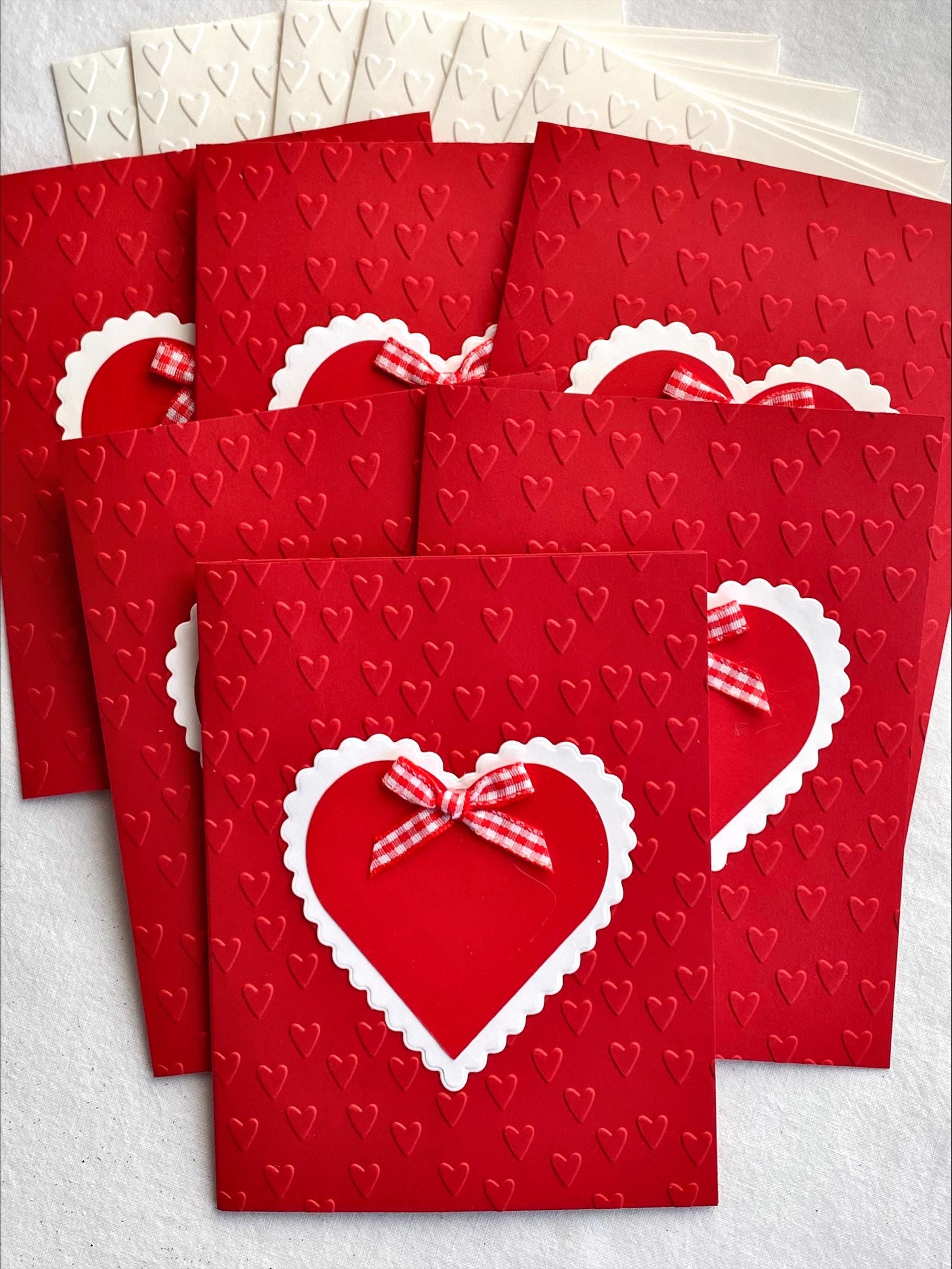 Valentine's Day Cards in Red and White With a Gingham Bow, Handmade ...