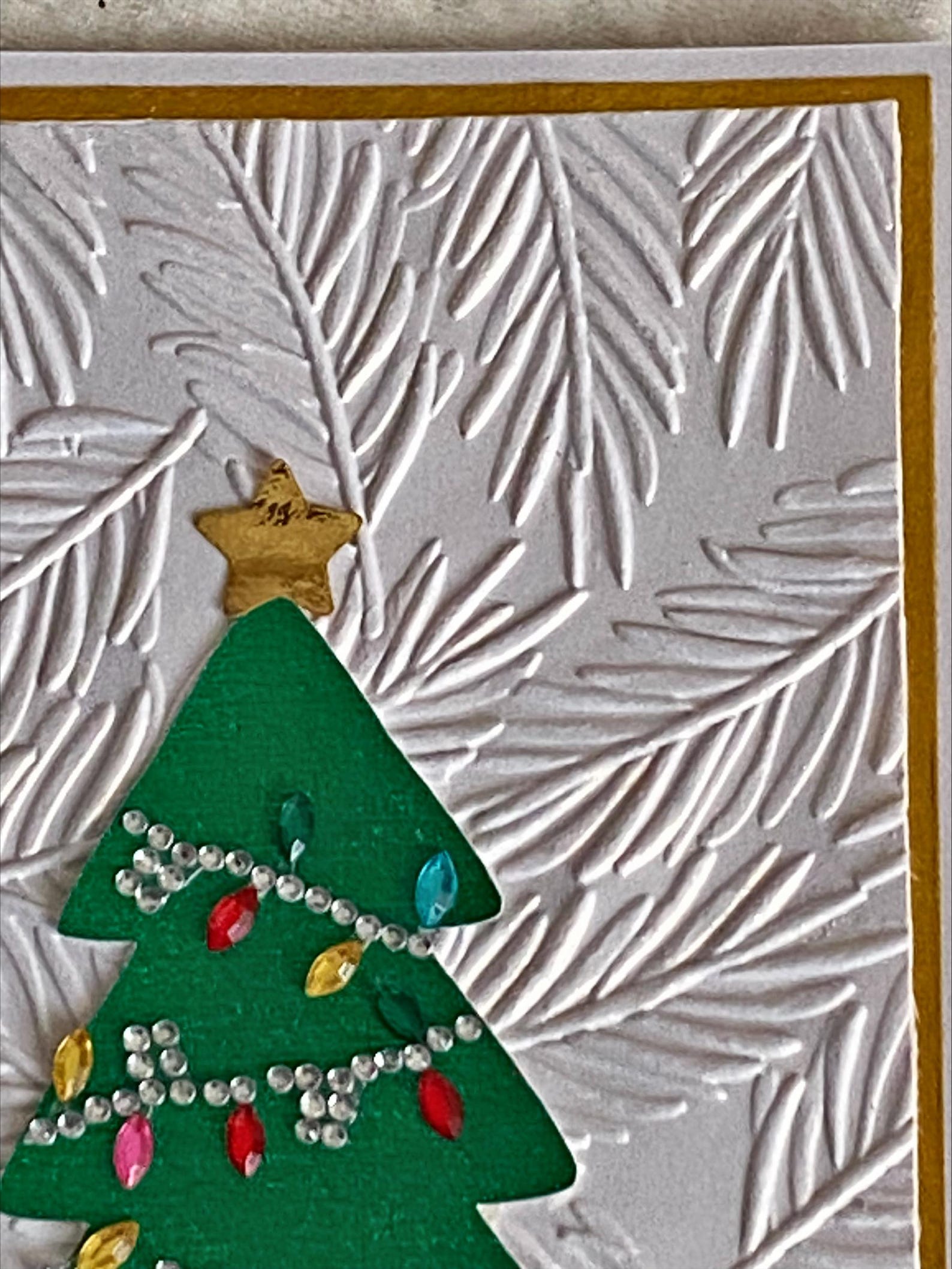 Embossed Christmas Tree Cards in Green, White, and Gold, Christmas Tree ...