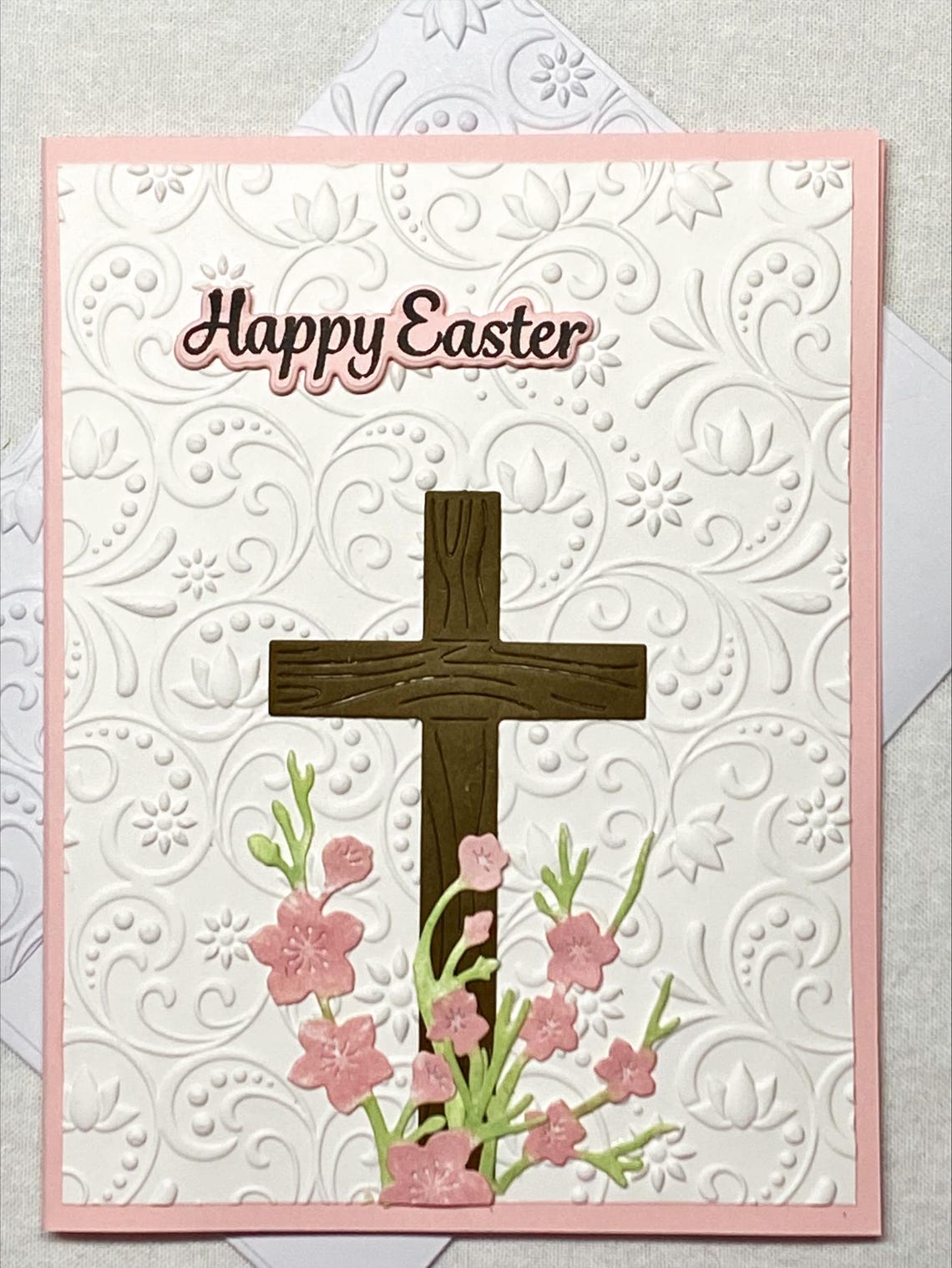 Religious Easter Cards With a Cross and Flowers, Handmade Notecards in ...