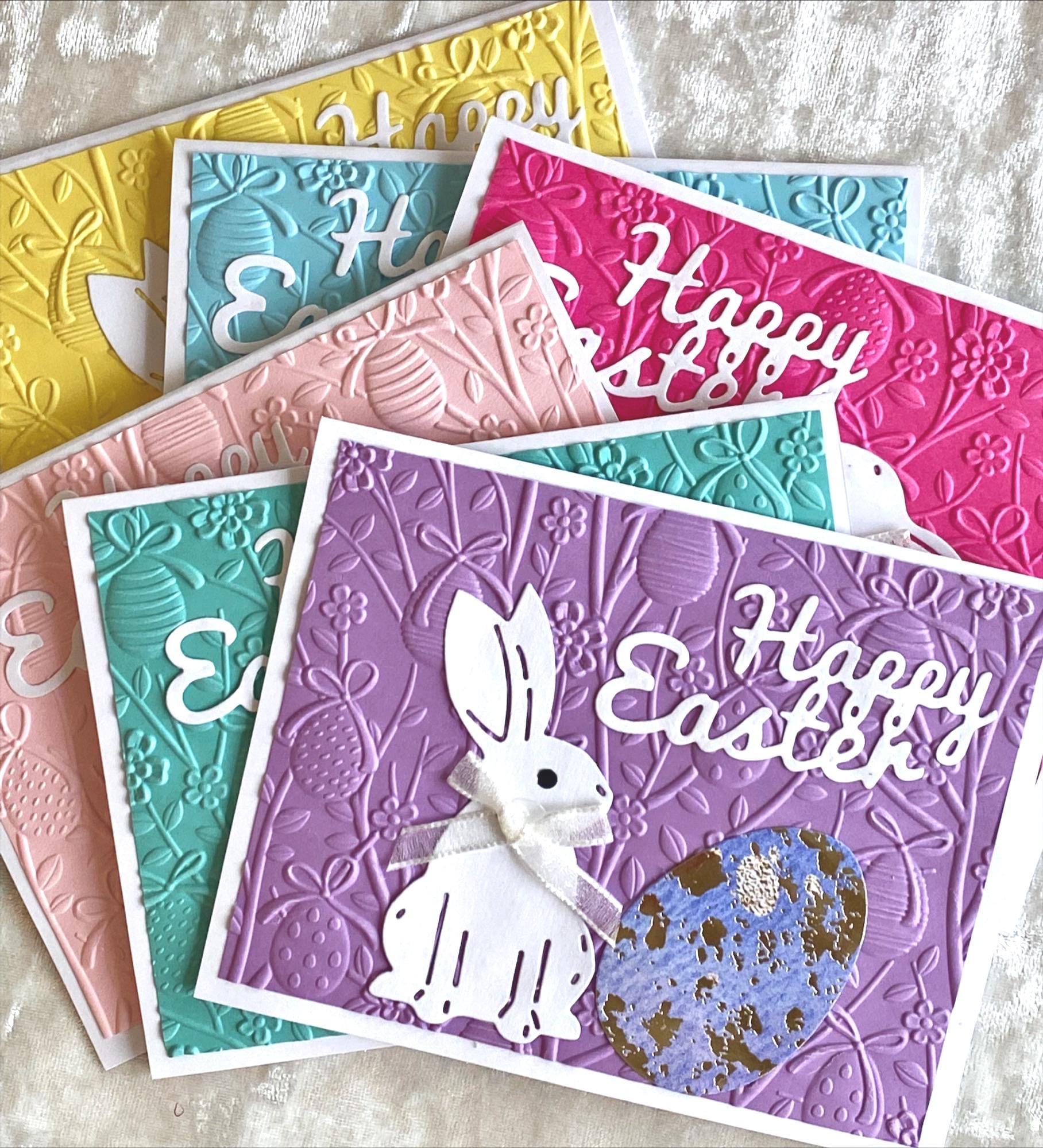 Embossed Easter Cards, Bunnies and Eggs, Variety of Colors, Handmade ...