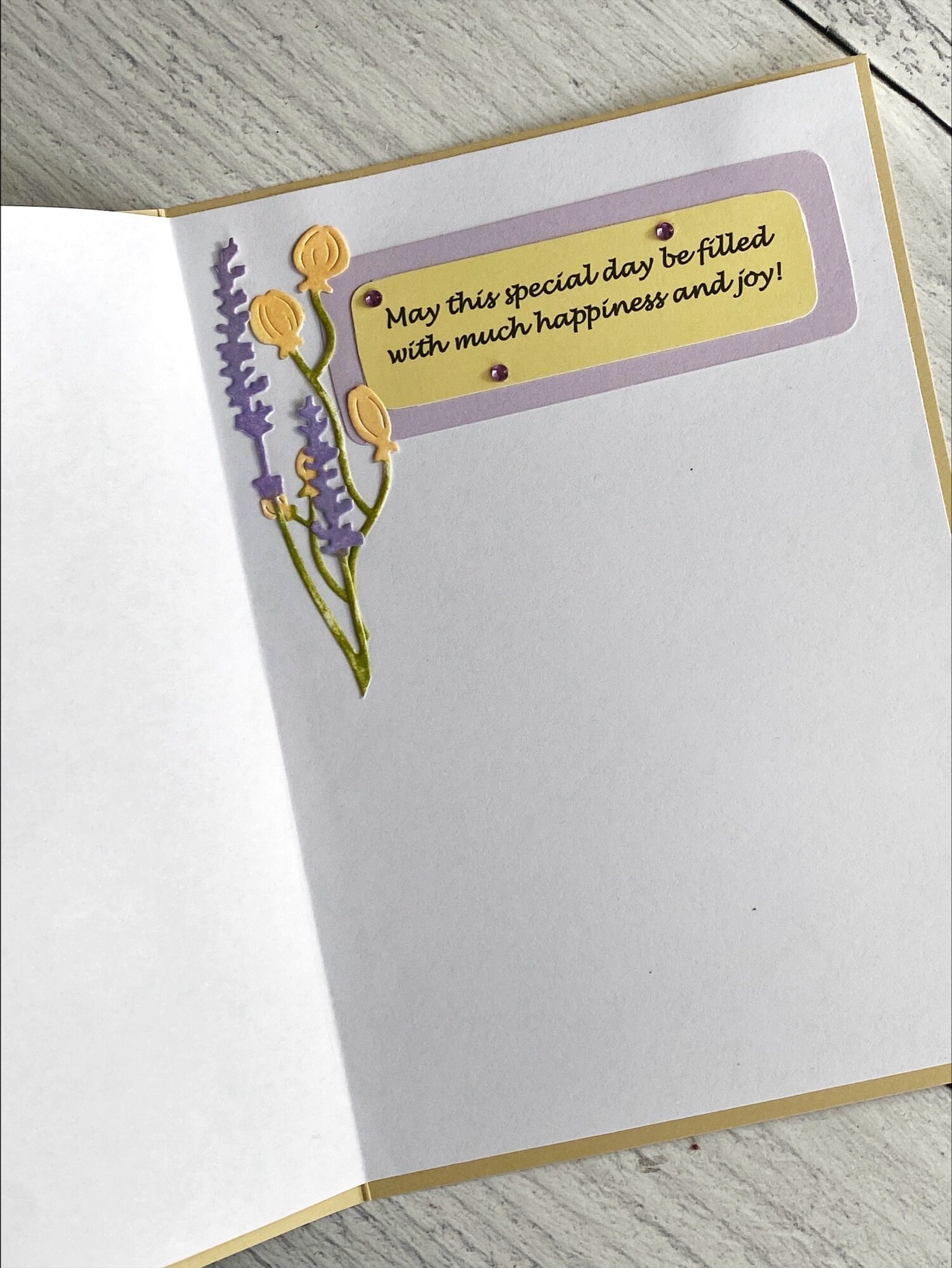 Happy Birthday Embossed Birthday Card With Lavender and Yellow Flowers ...