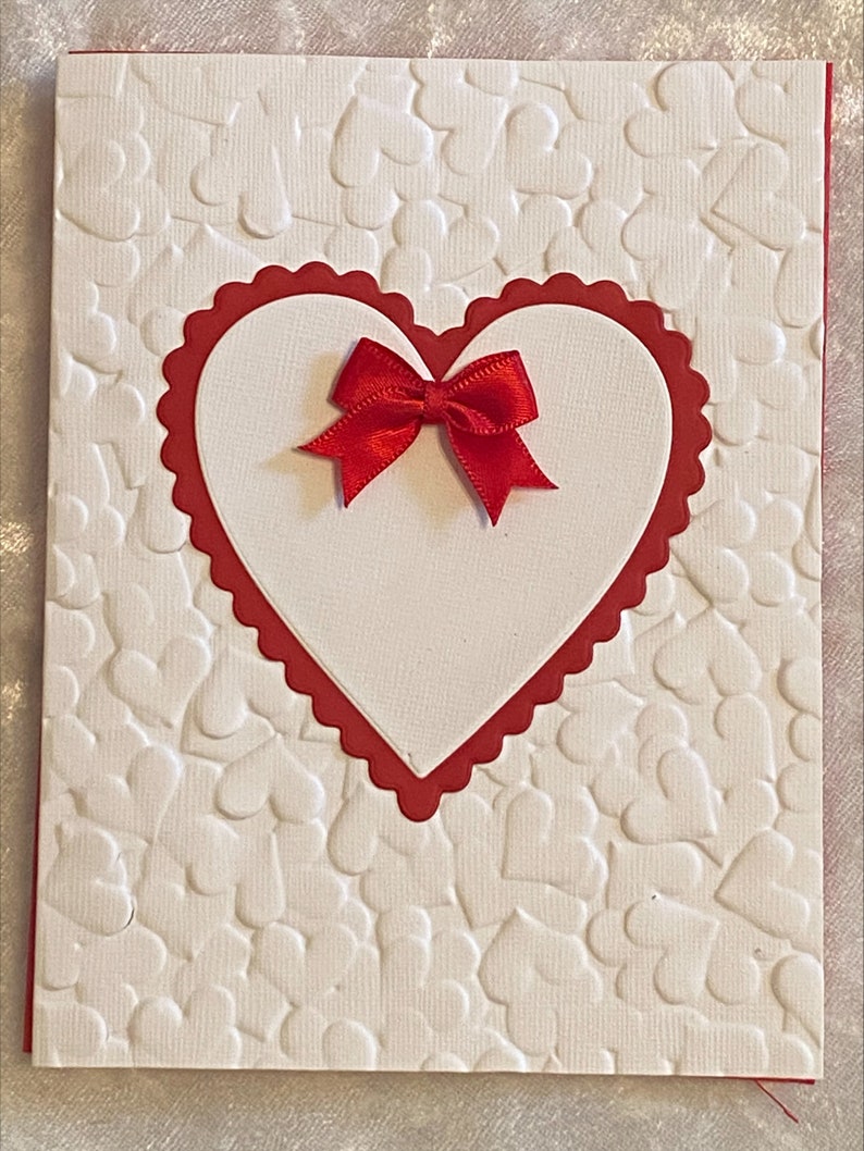 Valentine's Day Notecards Embossed in White, Pink, and Red With a Heart ...