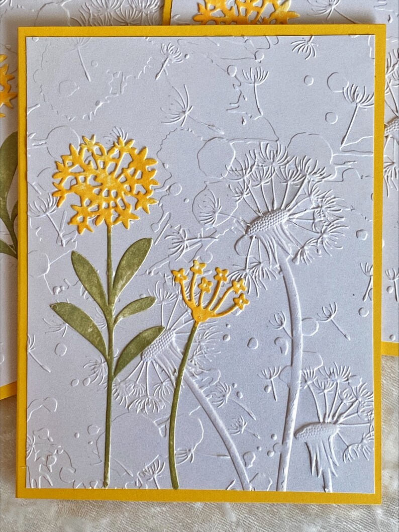 Dandelion Embossed Notecards in Yellow and White, Dandelion Thank You ...