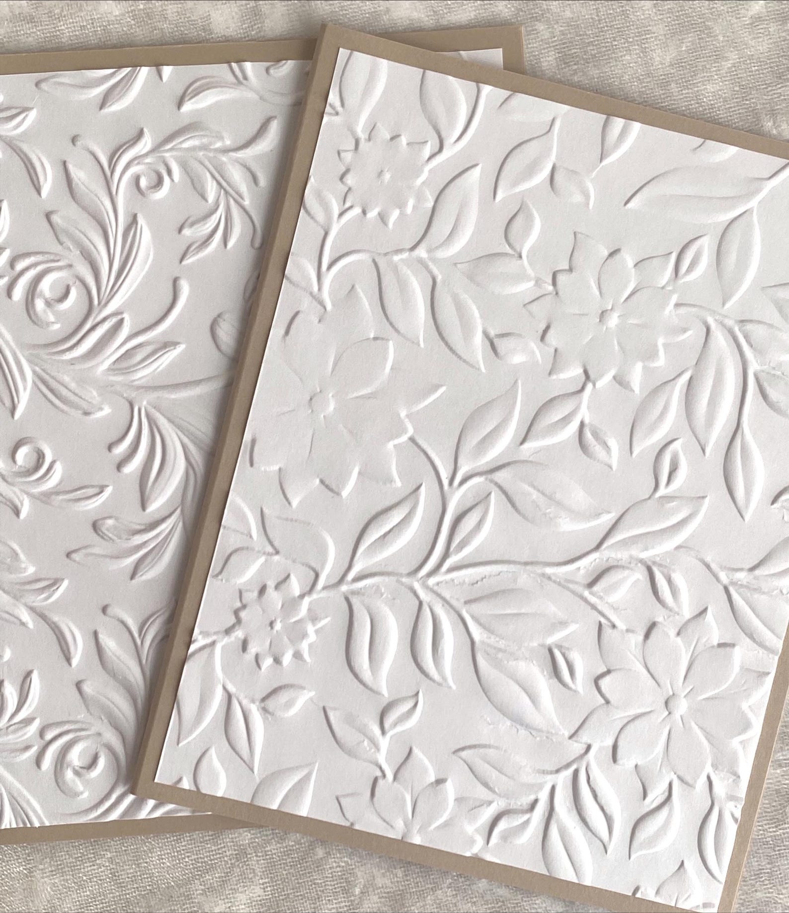 Embossed Framed Notecards, 3D Embossed Floral Design Notecards on White ...