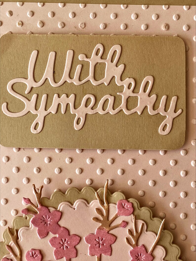 Sympathy Card Embossed With Hand Painted Flowers and a Bow, With ...