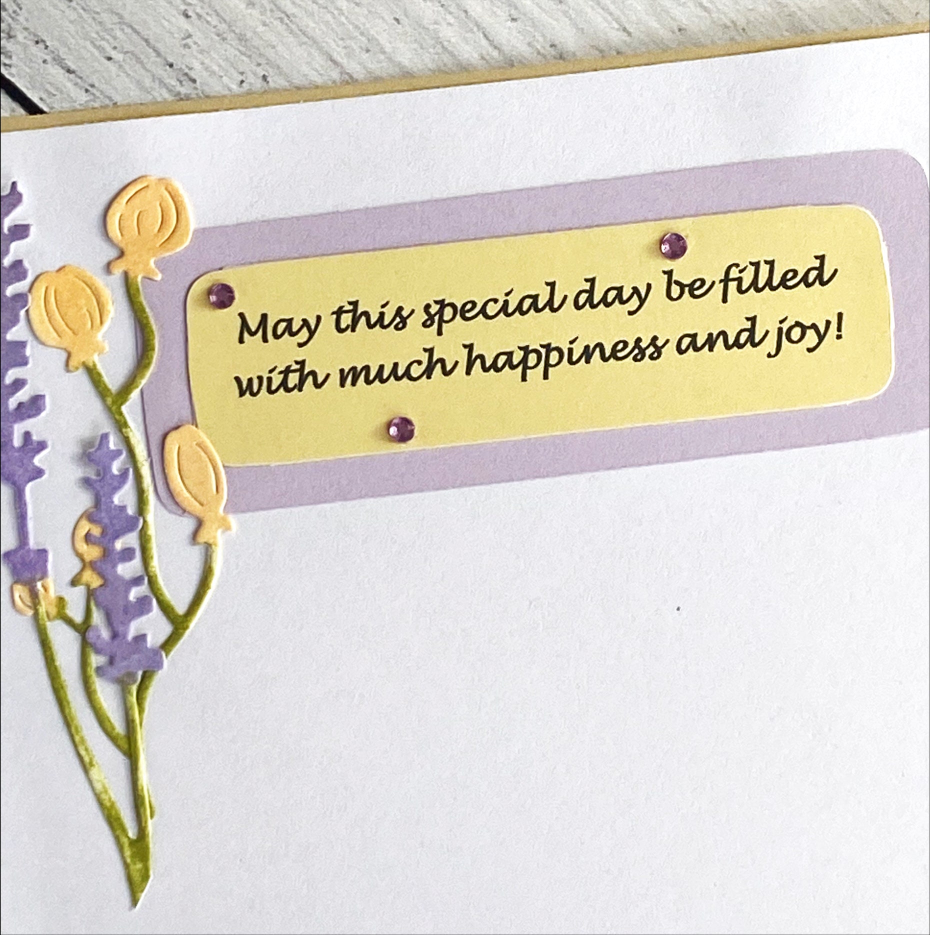 Happy Birthday Embossed Birthday Card With Lavender and Yellow Flowers ...