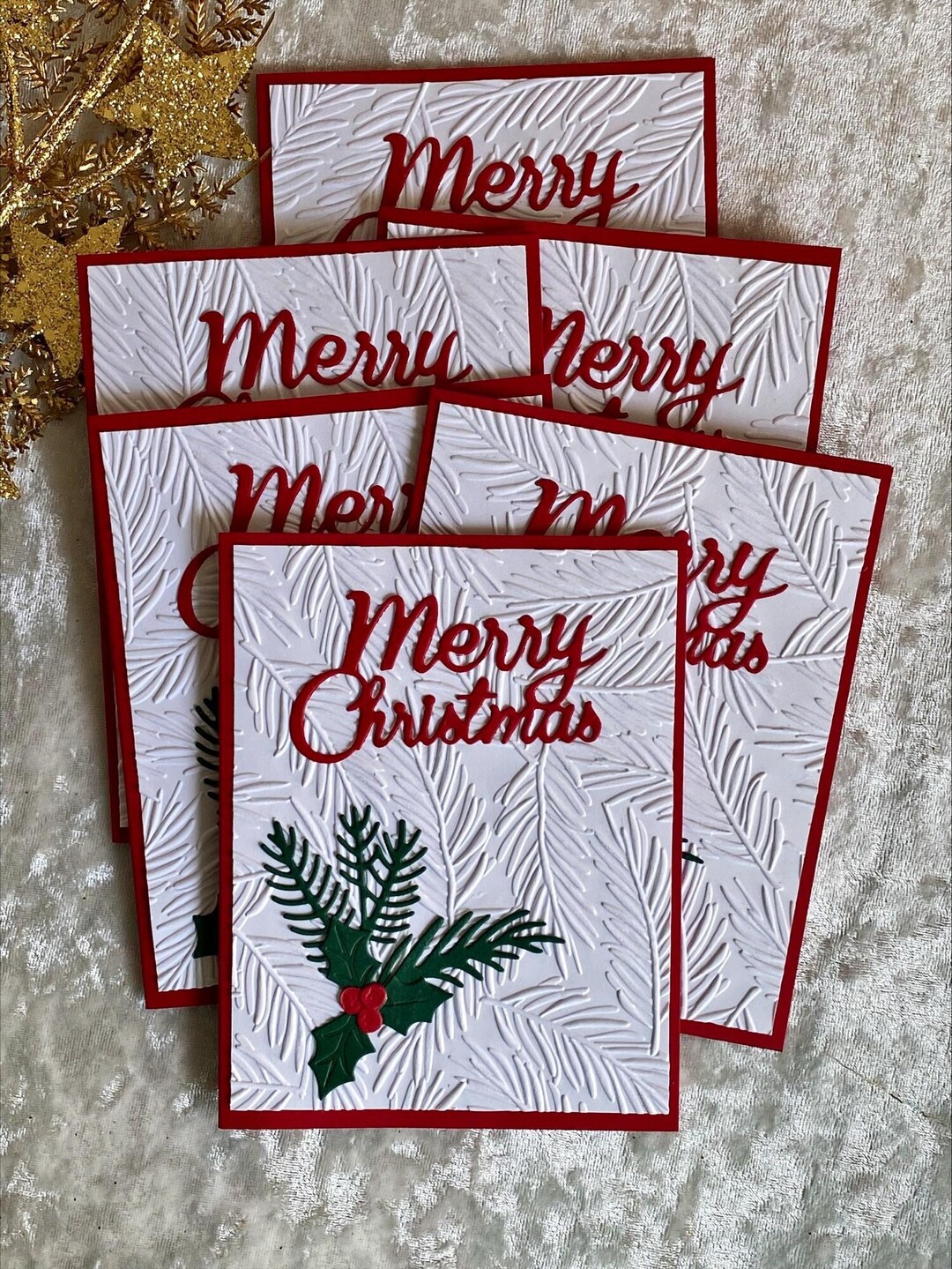 Embossed Christmas Cards With Sentiment, Christmas Cards With Pine and ...
