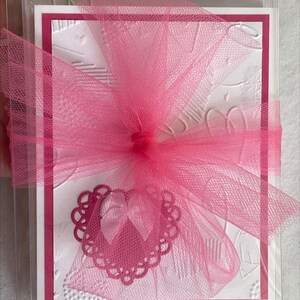 Pink Heart Valentines, Embossed Valentine's Day Notecards, Traditional ...