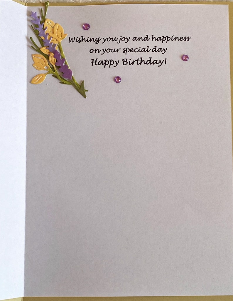 Happy Birthday Embossed Birthday Card With Lavender and Yellow Flowers ...