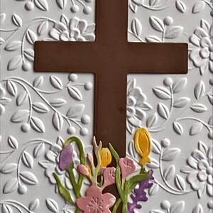 Easter Cross With Flowers, Embossed in Floral Pattern Notecards ...