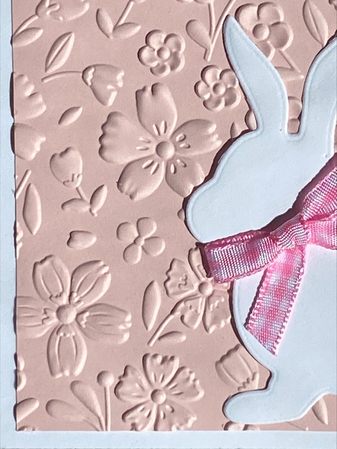 Embossed Baby Bunny Pink Baby Shower Cards, Bunny Baby Announcements ...