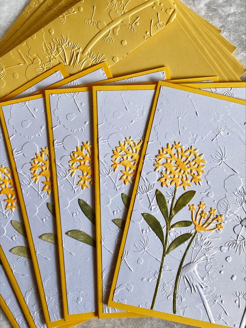 Dandelion Embossed Notecards in Yellow and White, Dandelion Thank You ...