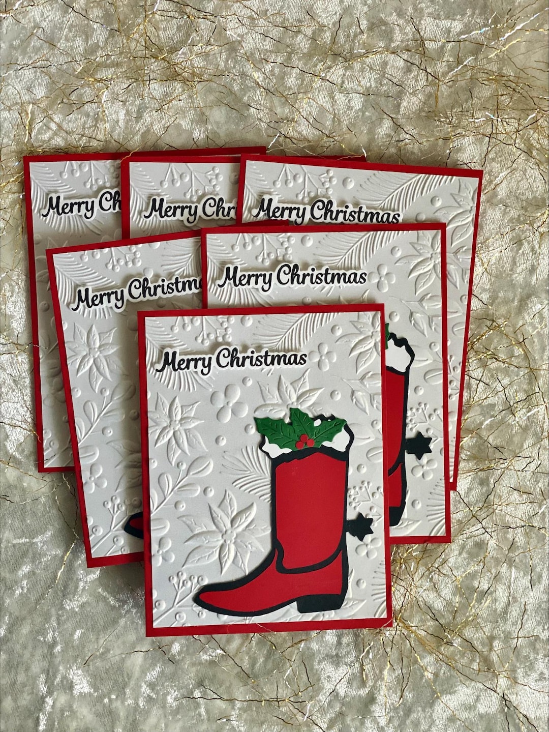 Cowboy Boot Christmas Cards, Santa's Western Style Boot With Holly ...