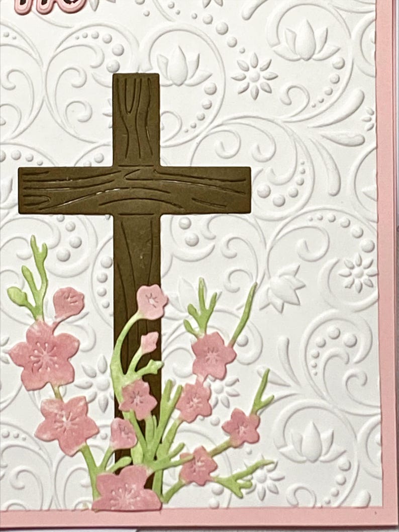 Religious Easter Cards With a Cross and Flowers, Handmade Notecards in ...