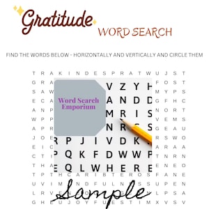 Gratitude Word Search: Thanksgiving Family Activity (digital Download ...
