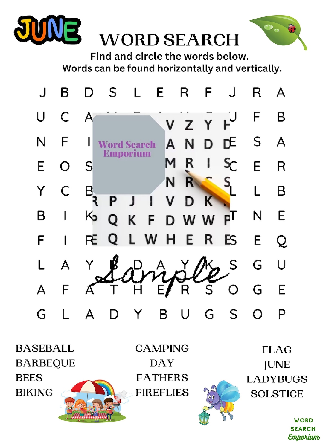 June Word Search Great for Teachers and Families to Help Children Learn ...