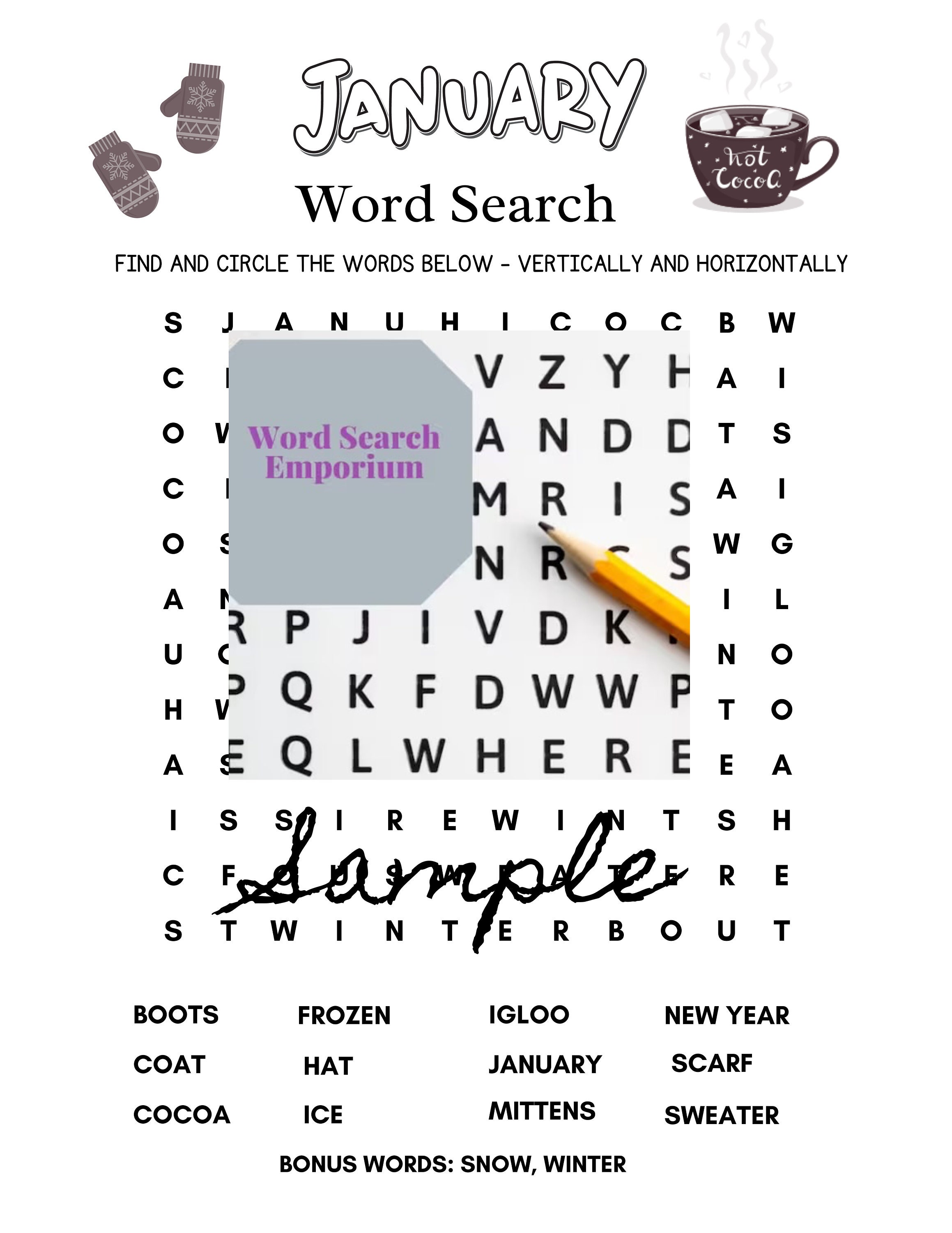 January Word Search Kids Will Have Fun Looking for Various Words ...