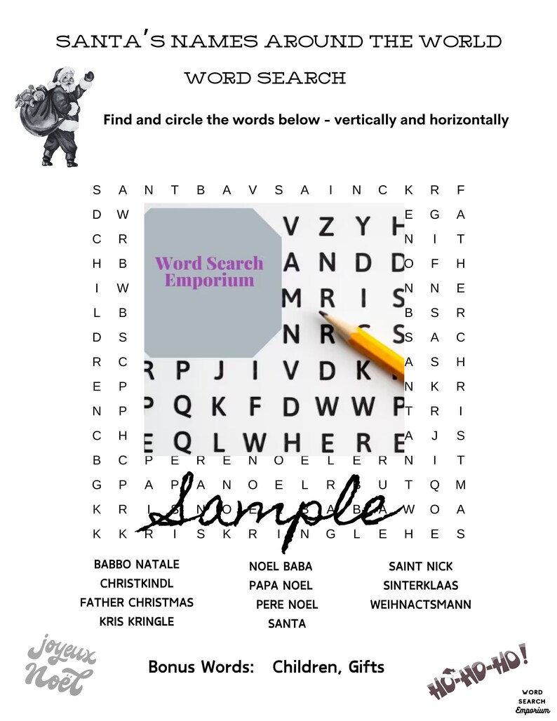 Santa's Names Around the World Word Search Plus Global Santa & Merry ...