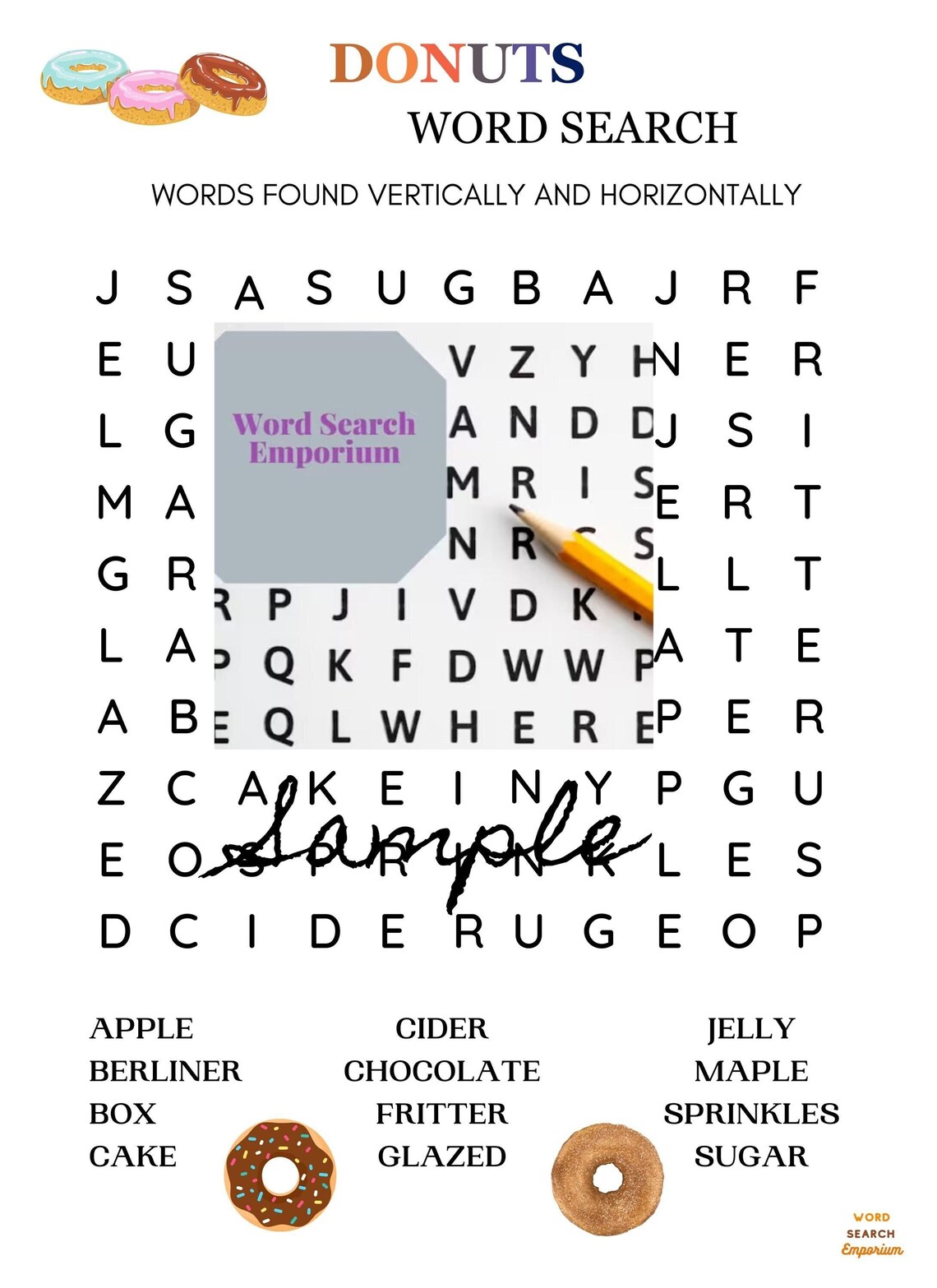 Donut Word Search Puzzle, All Ages Activity (PDF Download) - Etsy