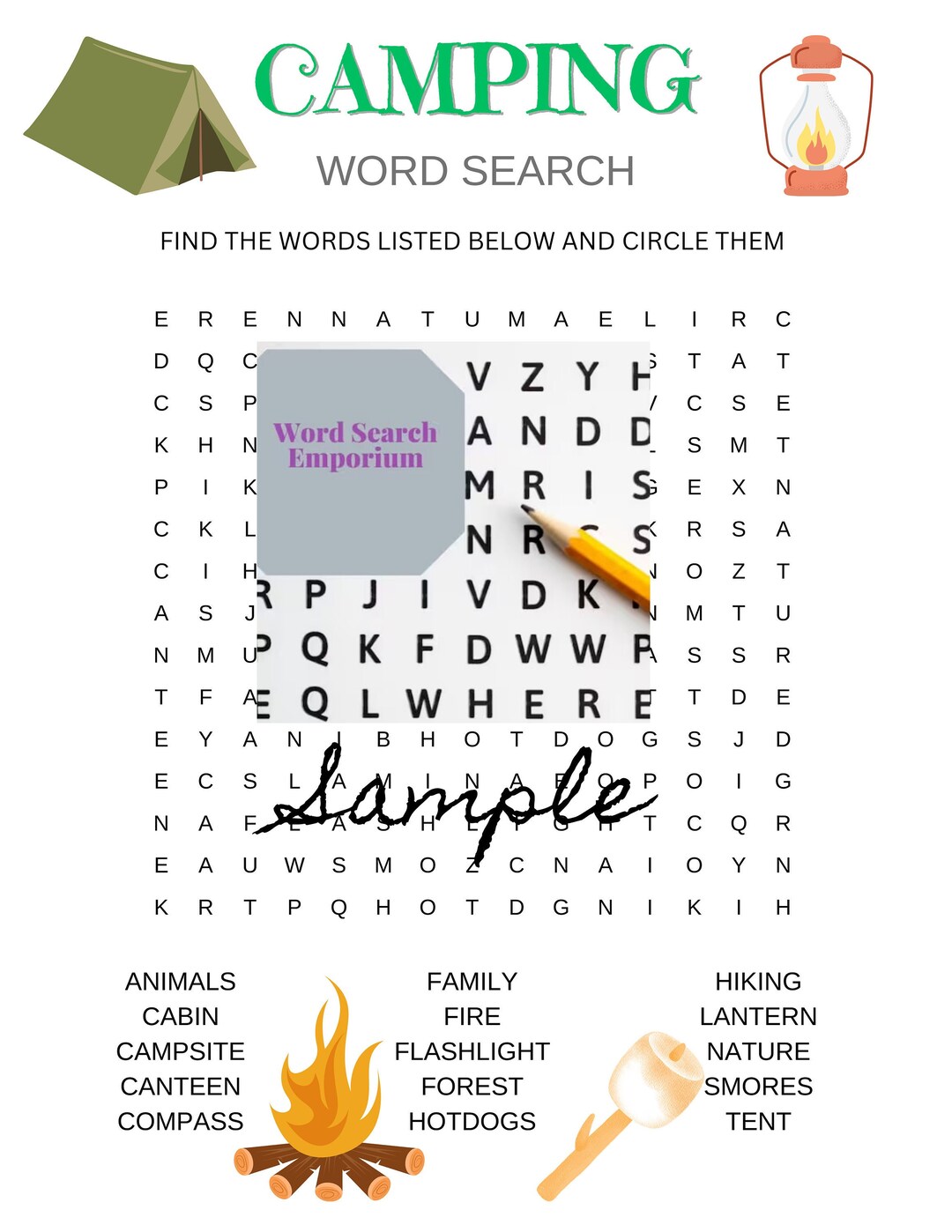 Camping Word Search - an Exciting, Fun Family and Classroom Activity ...