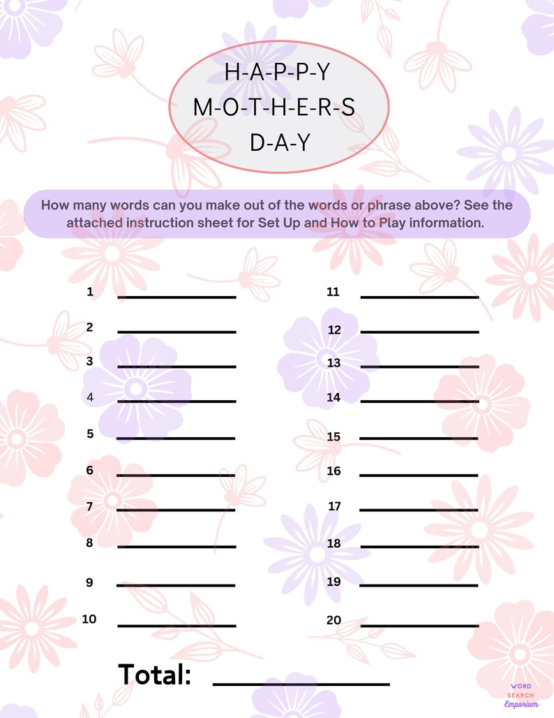 Mother's Day Word Creation Game! How Many Words Can You Create From ...
