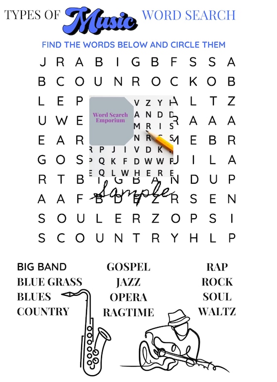 Music Word Search Free Printable Back To School Word Search For Kids