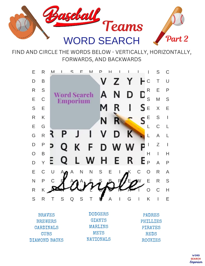 Baseball Word Search -fun, Brain-teasing Puzzles for All Ages & Skill ...