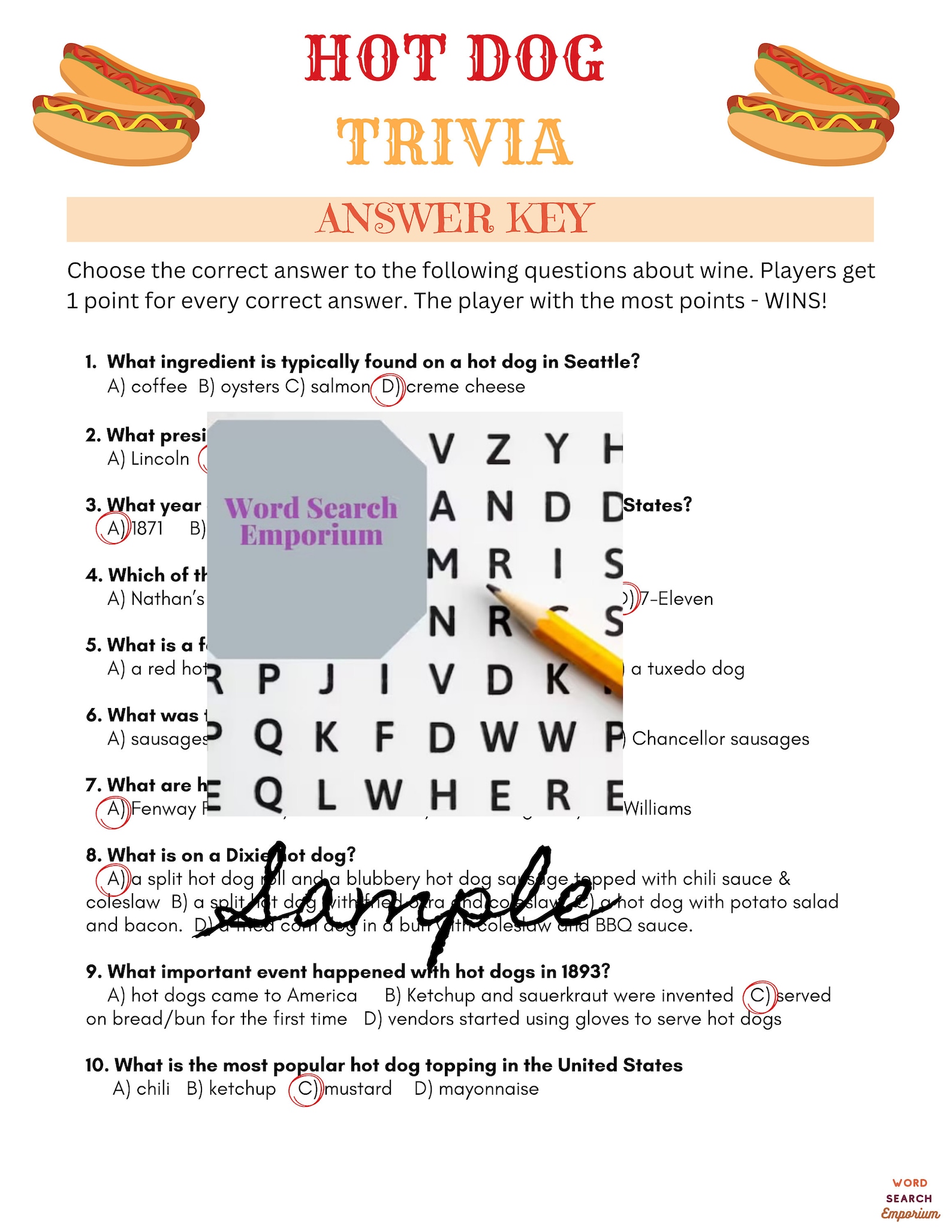 Hot Dog Game Bundle for Families, Work Parties, Bbqs, National Hot Dog ...