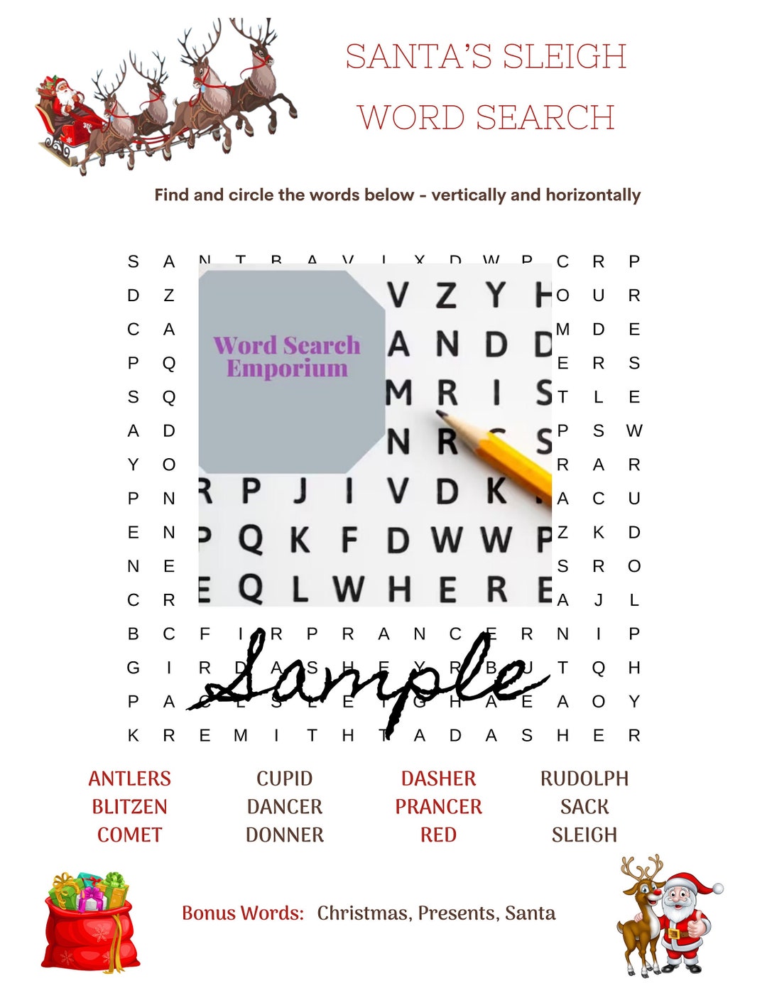 Santa's Sleigh Ride: Word Search Wonderland! Can You Find All of Santa ...