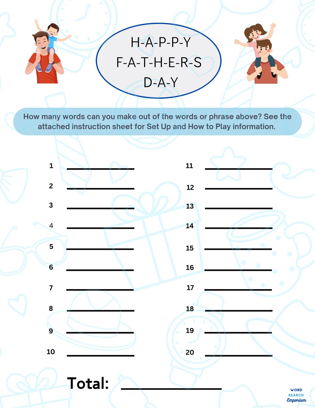 Celebrate Dad With This Fun Word Game! How Many Words Can You Create ...