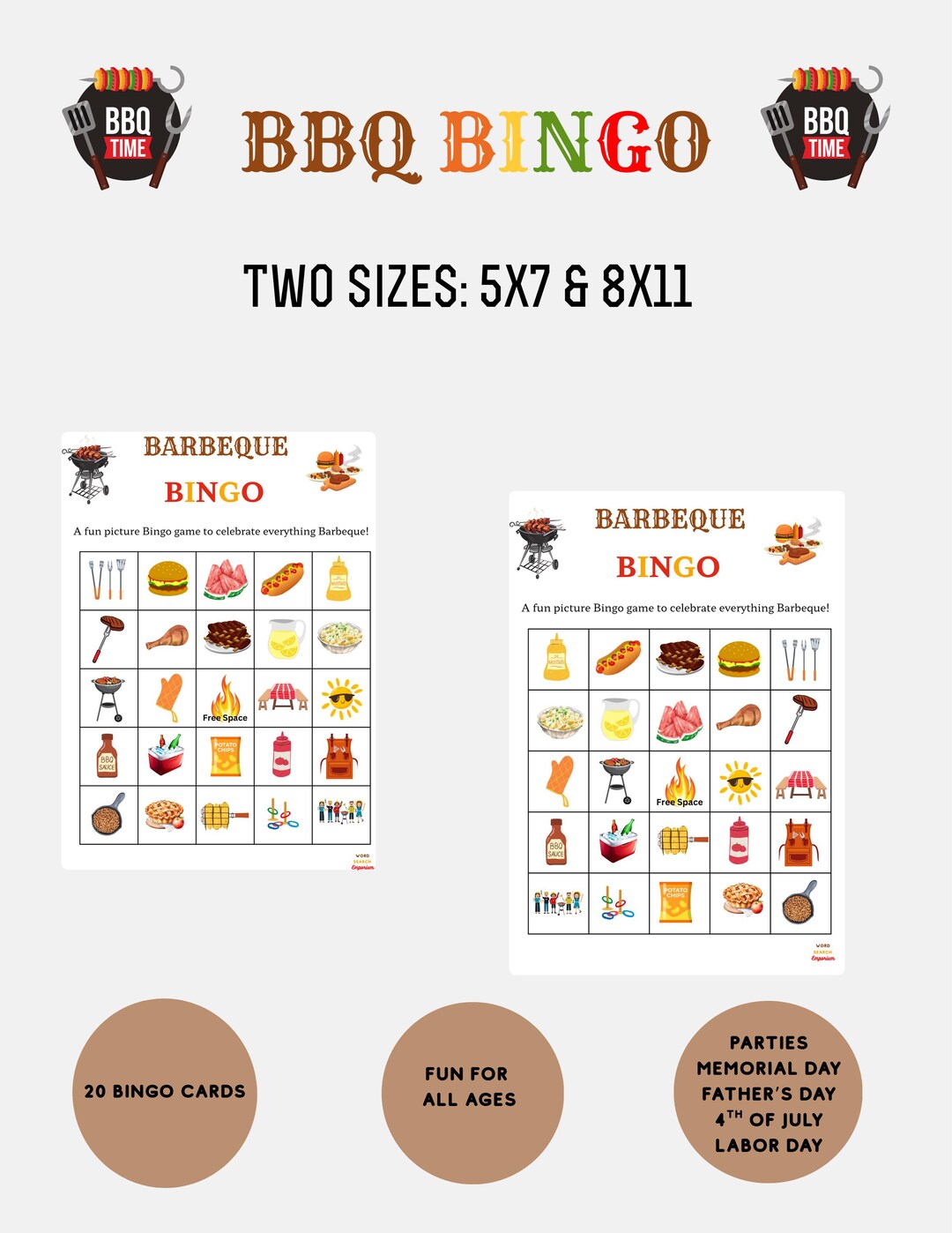 BBQ Bingo Game: Summer Party Printable (digital Download). Fun for ...