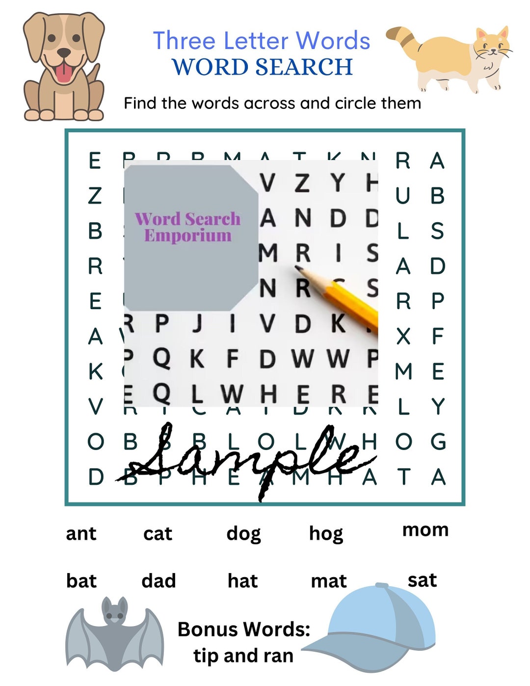 Three Letter Word-word Search! Get Ready for or in School Word Search ...