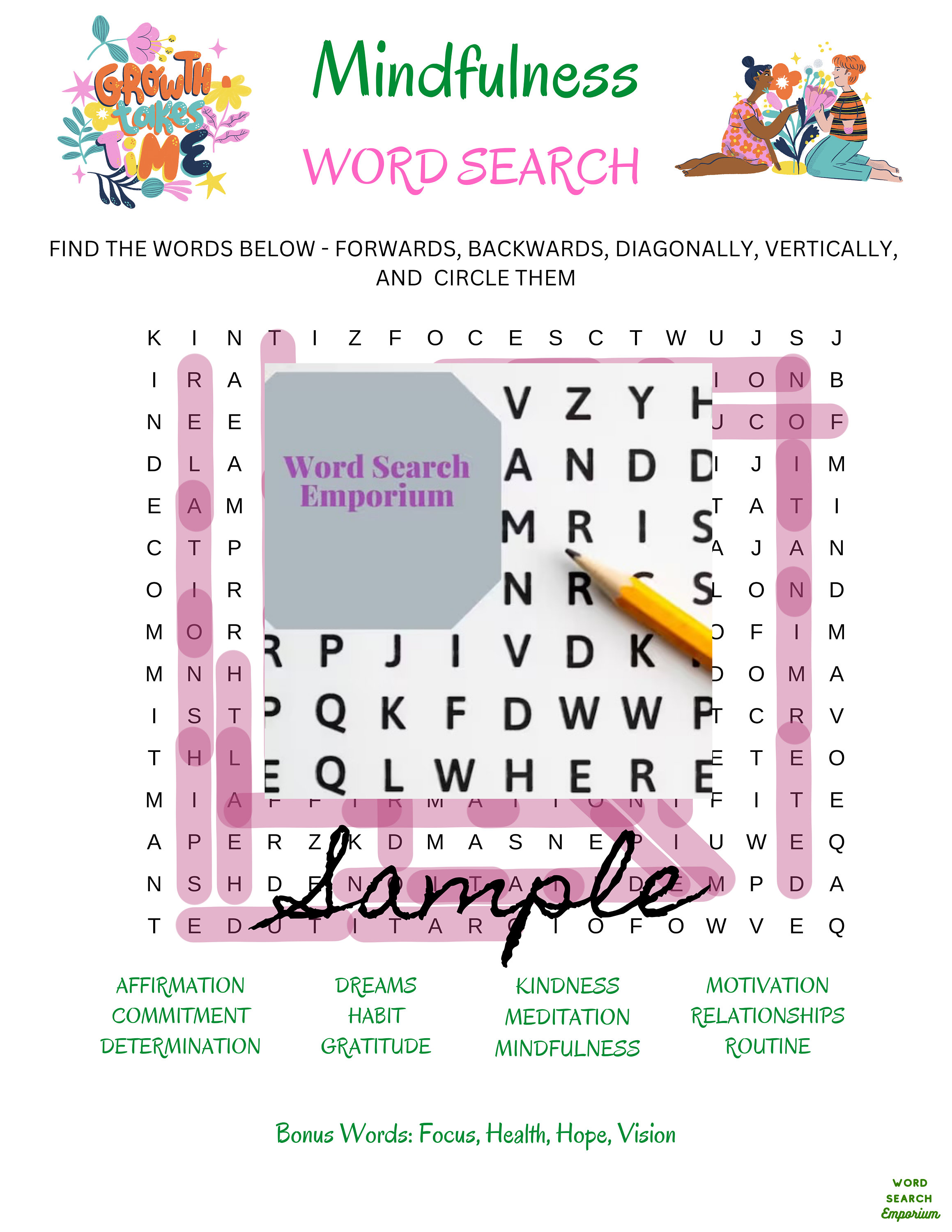 Mindfulness Word Search - New Year, New You - Anytime. Self Care With ...