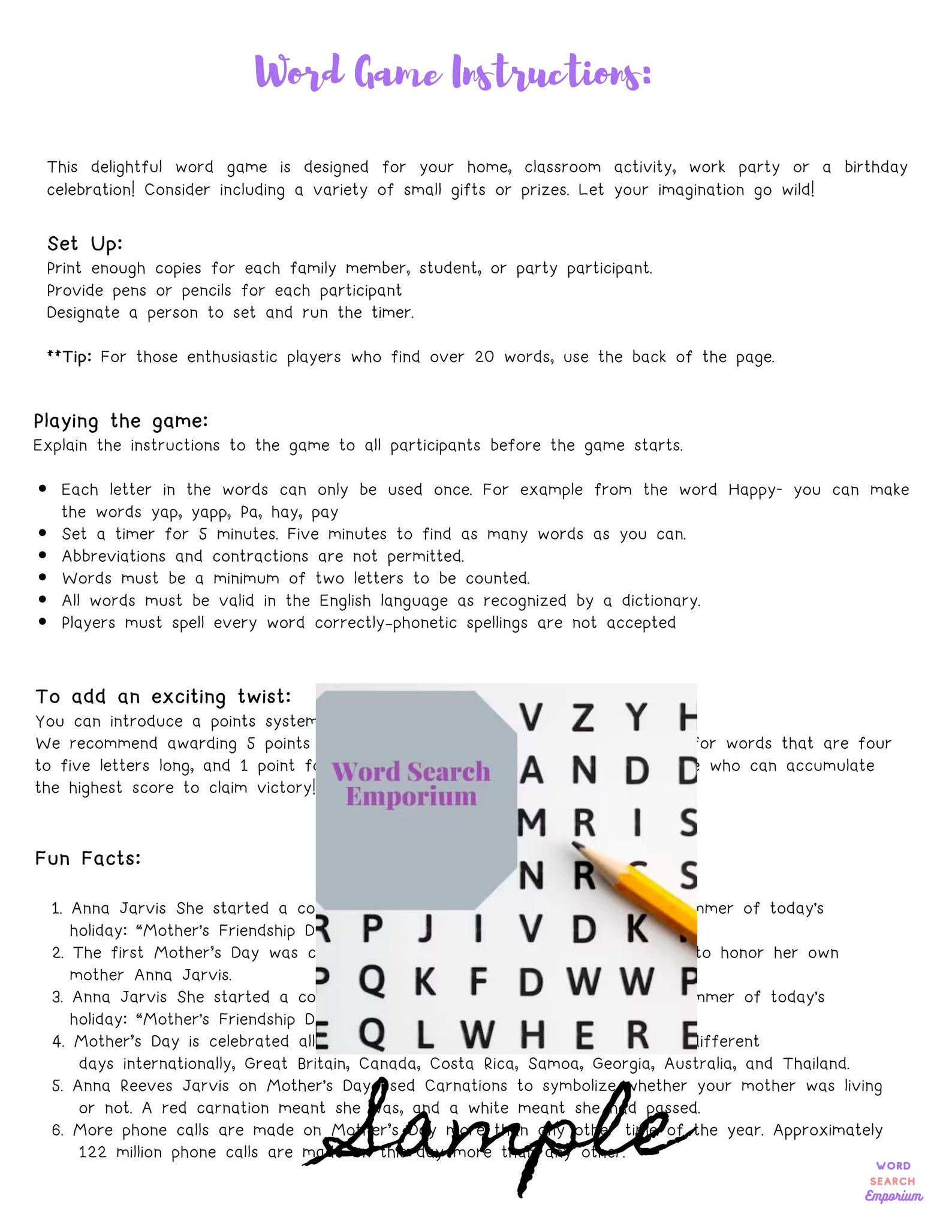 Mother's Day Word Creation Game! How Many Words Can You Create From ...