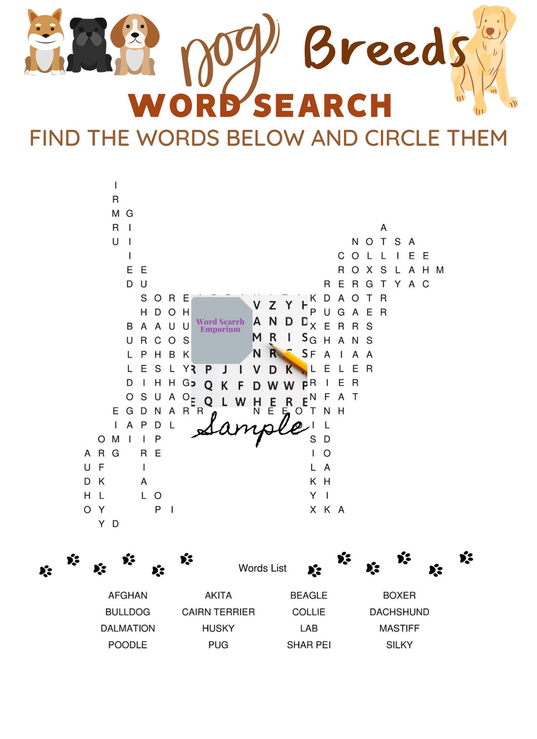 Dog Word Search Puzzle - Enjoy Hours of Brainteasing Entertainment With Your Furry Friend, Keep ...