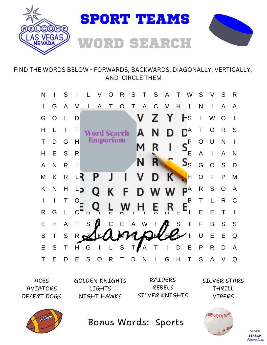 Ultimate Las Vegas Sports Teams Word Search: Exciting Puzzle Fun for ...