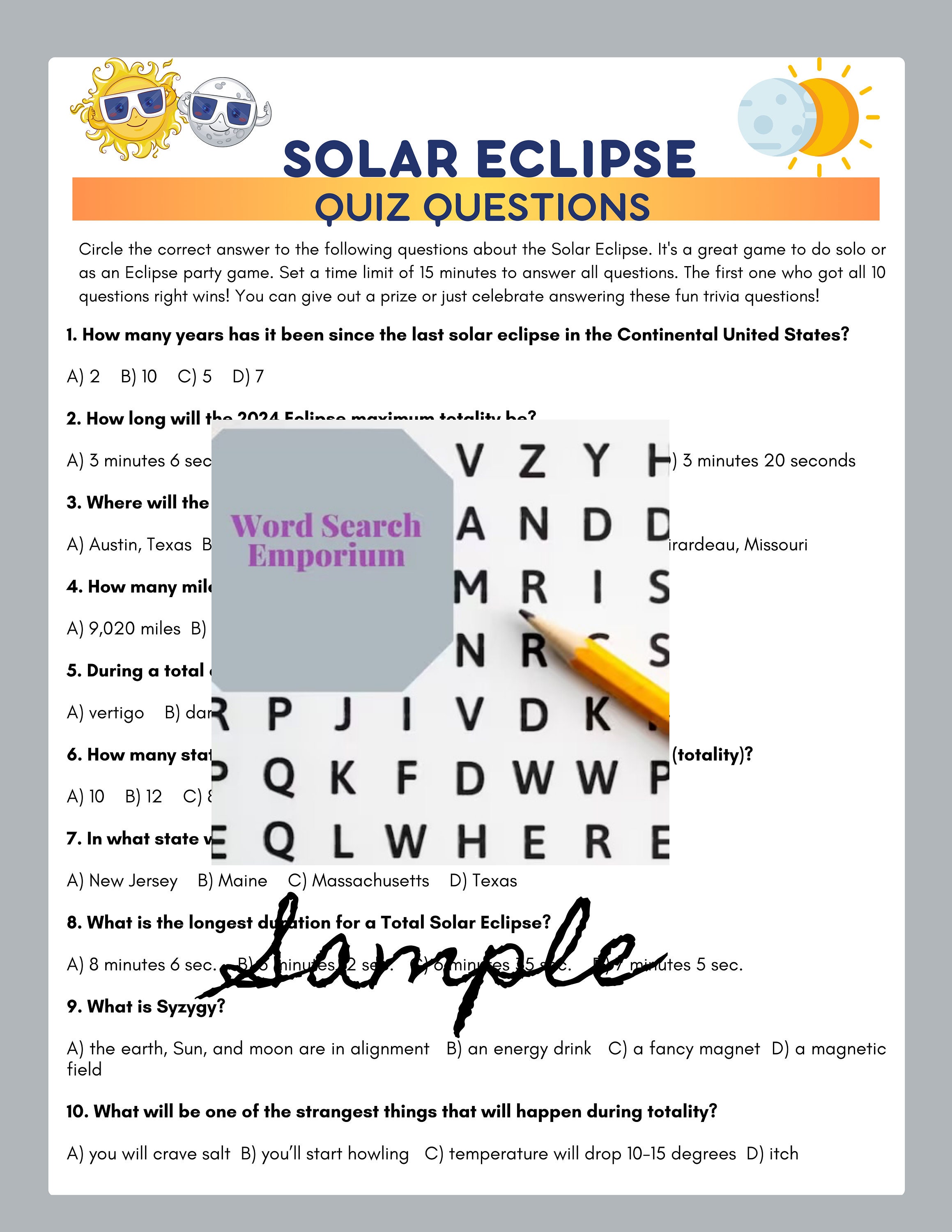 Solar Eclipse Game Bundle Once in a Lifetime Event 10 Unique Games ...