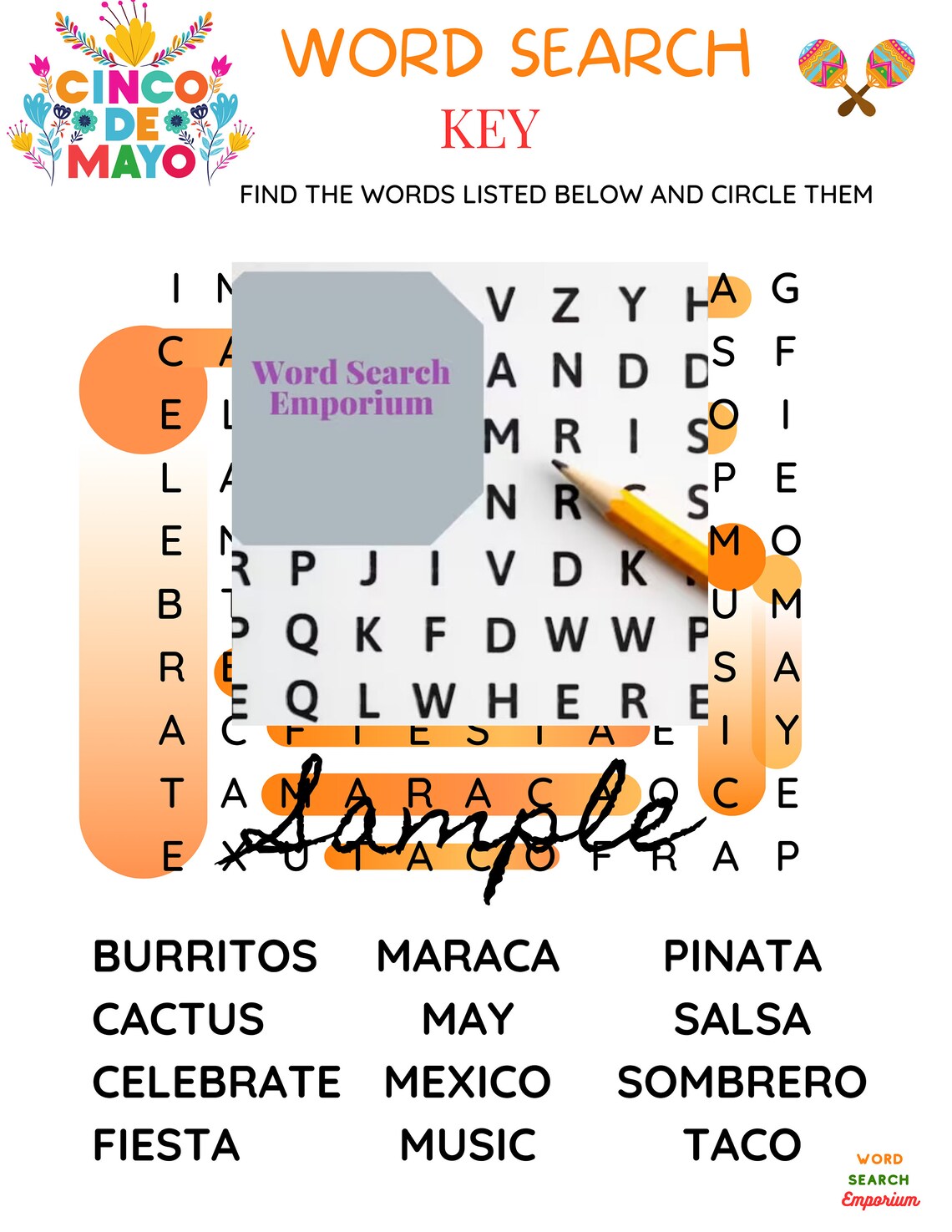 Cinco De Mayo Child Friendly Word Search Great for Elememtary Aged ...