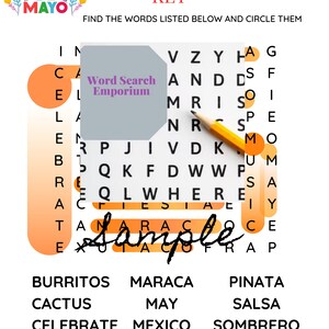 Cinco De Mayo Child Friendly Word Search Great for Elememtary Aged ...