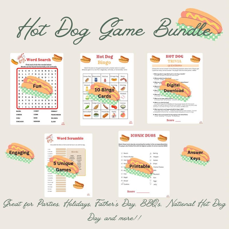 Hot Dog Party Activity - Etsy