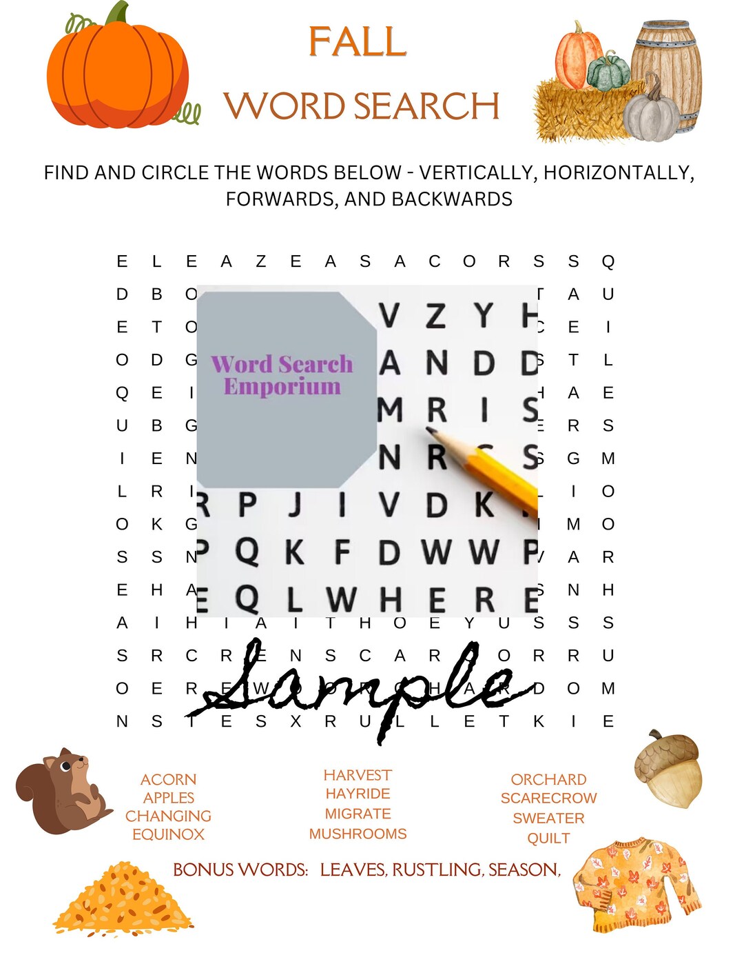 Divertida sopa de letras imprimible de otoño: la forma perfecta de ...