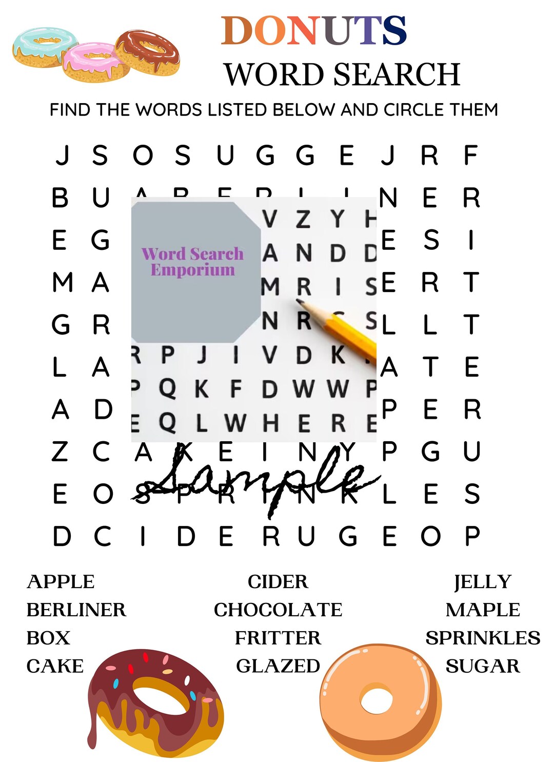 Fun and Engaging Donut Word Search Its a hole Lot of Donut ...
