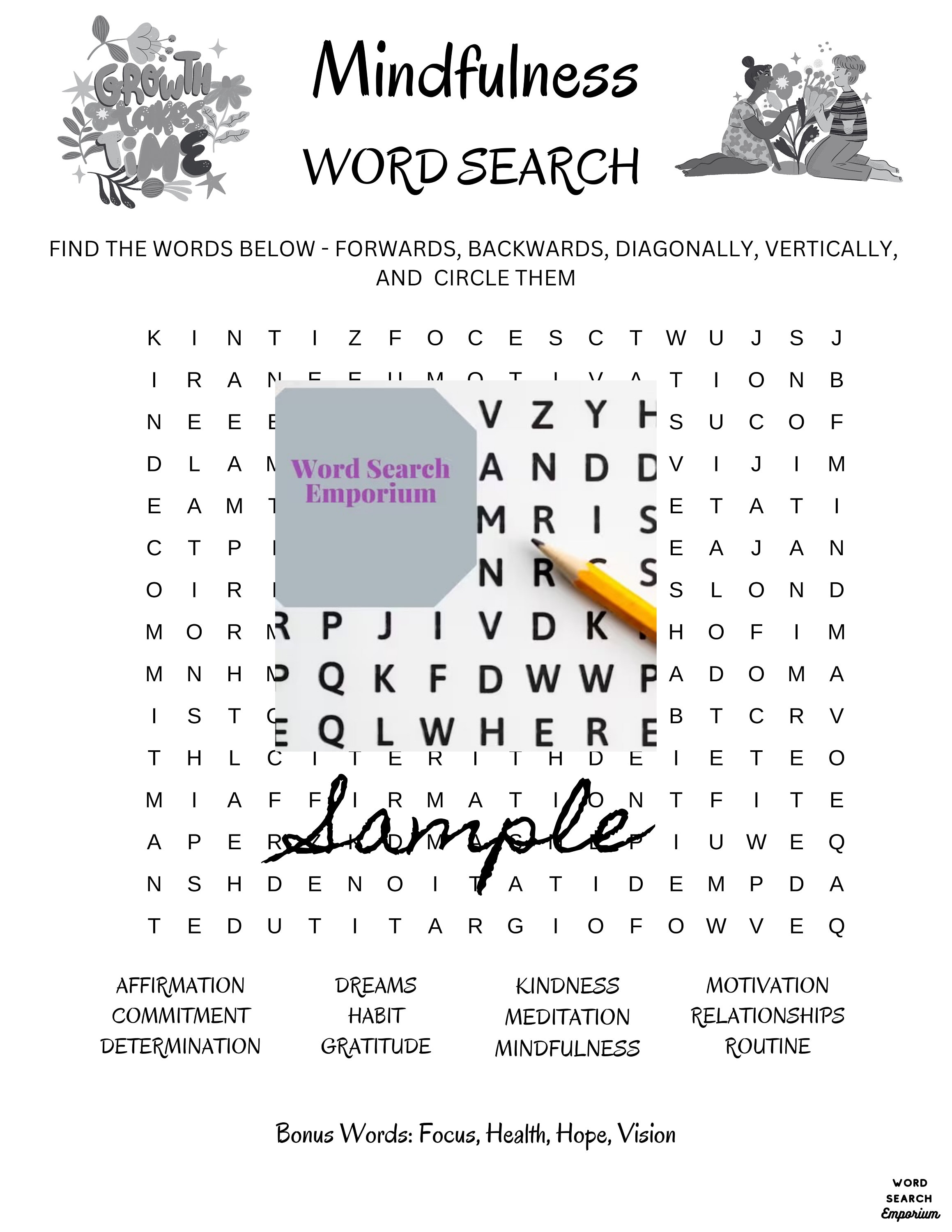 Mindfulness Word Search - New Year, New You - Anytime. Self Care With ...