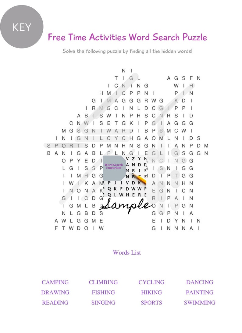 Ultimate Classic Word Search About Free Time Activities Hours of Fun ...
